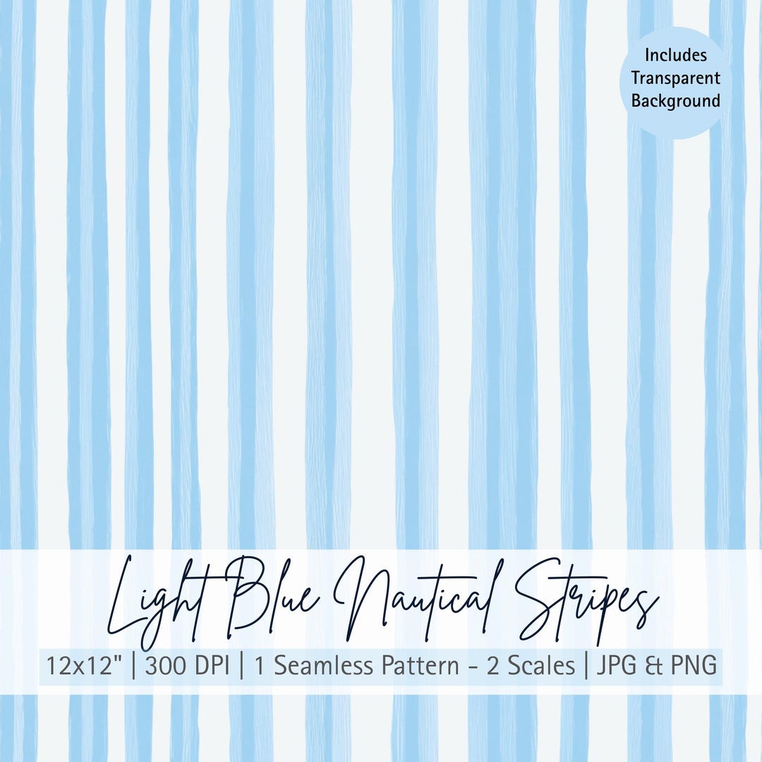 Light Blue Digital Paper, Stripes Pattern for Scrapbooking, Seamless ...