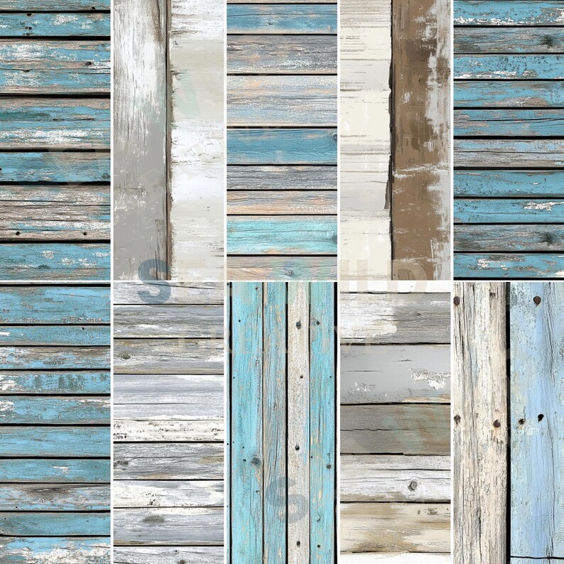 Distressed Wood Digital Paper Pack: Rustic Textures for Scrapbooking ...