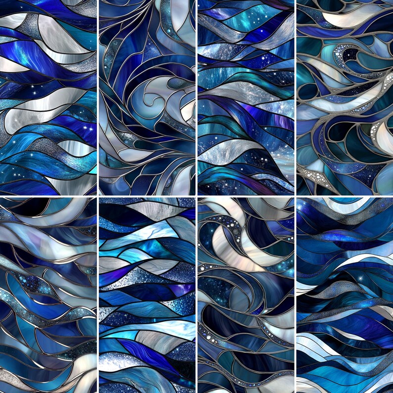 Ocean Wave Stained Glass Pattern | Digital File | Glasswork Pattern ...