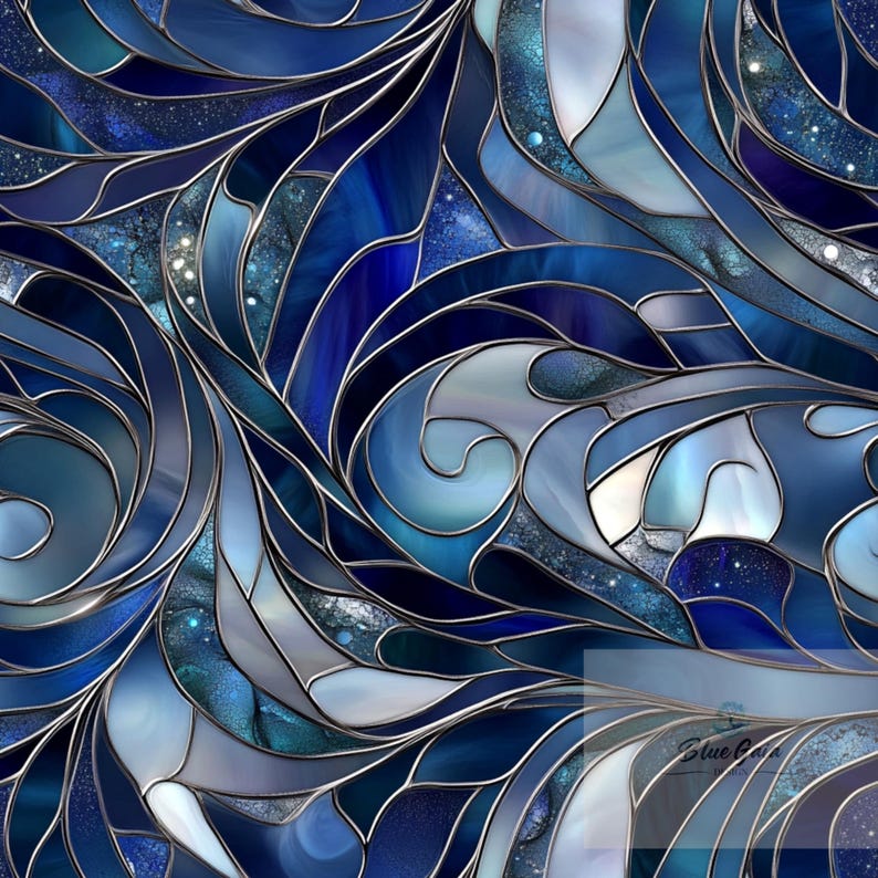 Ocean Wave Stained Glass Pattern | Digital File | Glasswork Pattern ...