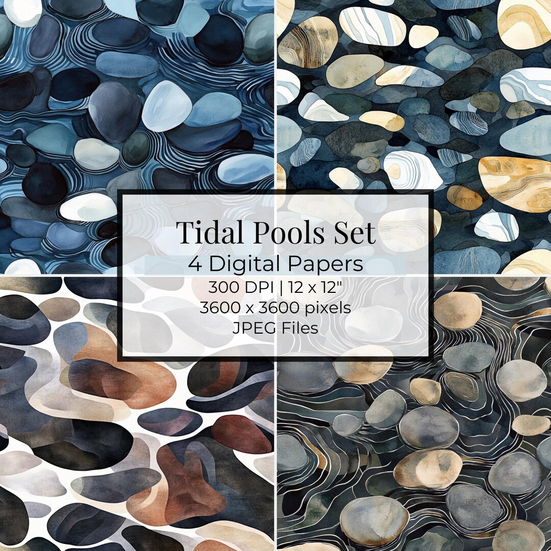 4 Pebbles Textures Pattern Digital Papers Set | Instant Download for ...