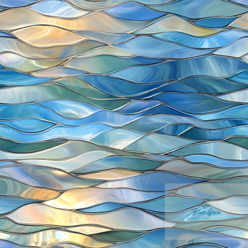Ocean Wave Stained Glass Pattern | Digital File | Glasswork Pattern ...