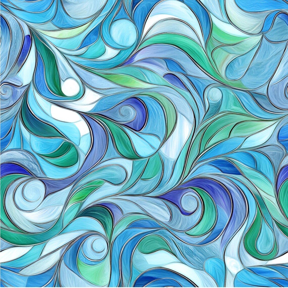 Ocean Wave Stained Glass Pattern: 6 Stain Glass Papers | Digital ...