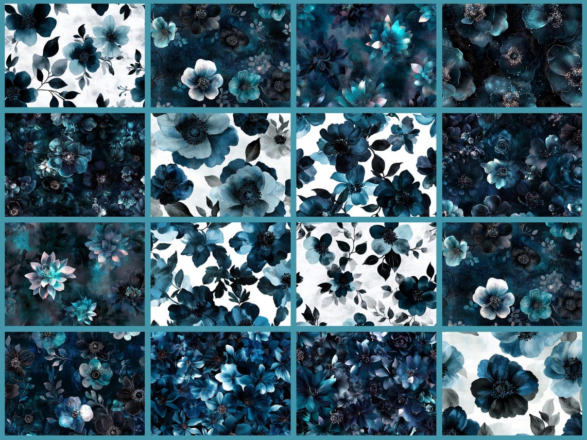 Dark Moody Floral Seamless Pattern Digital Papers | Moody Floral ...
