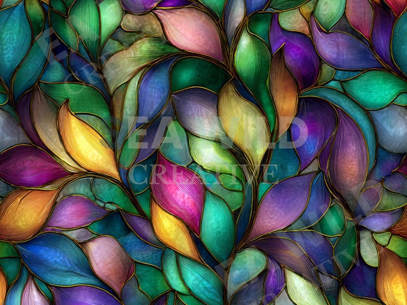 Seamless Pattern Stained Glass Designs, Digital Download, Commercial ...