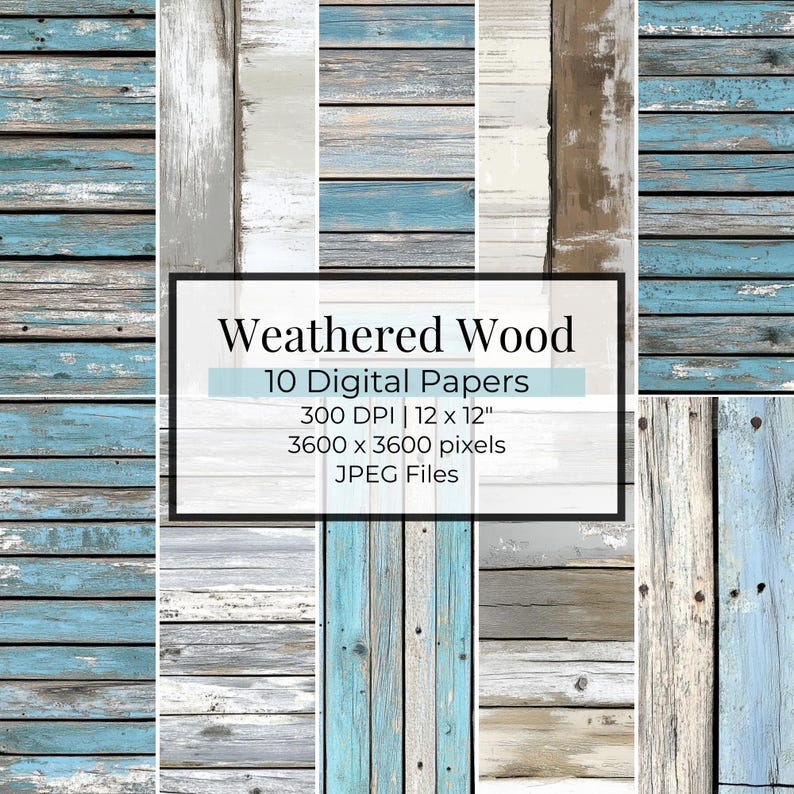 Distressed Wood Digital Paper Pack: Rustic Textures for Scrapbooking ...