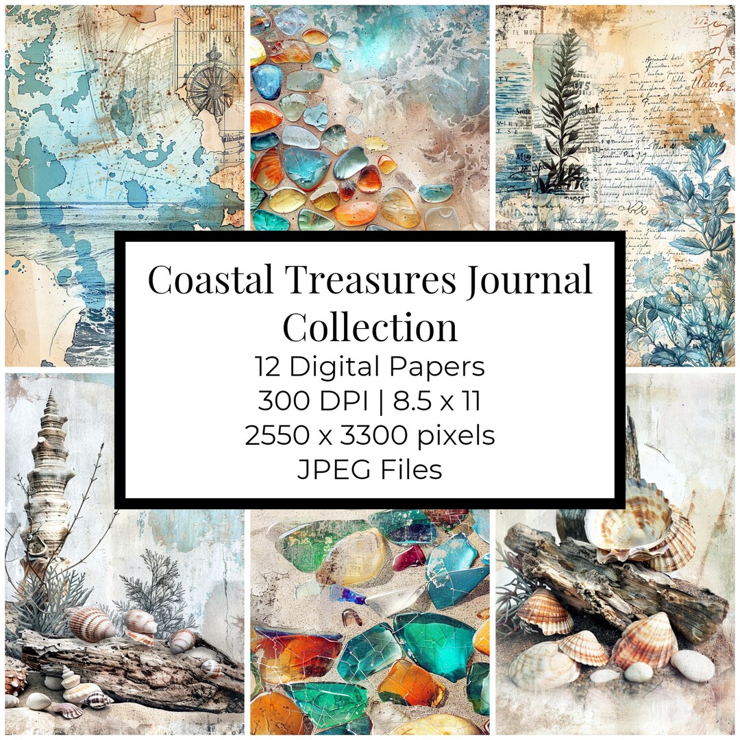 Coastal Treasures Digital Paper Pack | Summer Pattern | Nautical ...