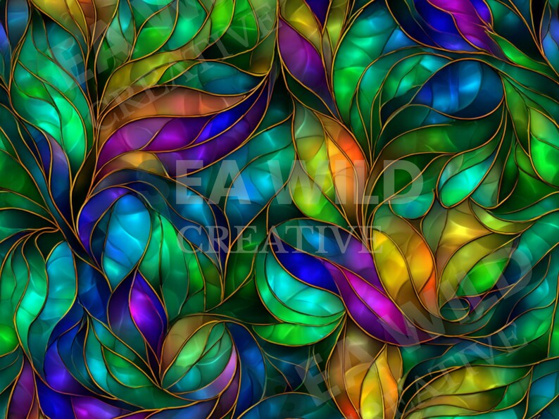 Seamless Pattern Stained Glass Designs, Digital Download, Commercial ...