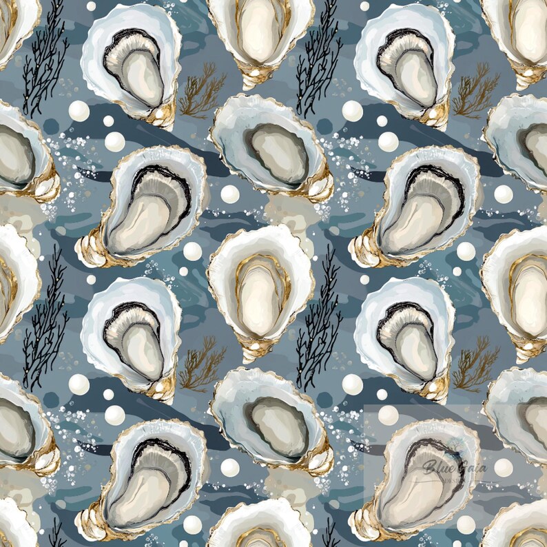 Oysters Seamless Pattern Digital Paper | Printable Crafting Design ...