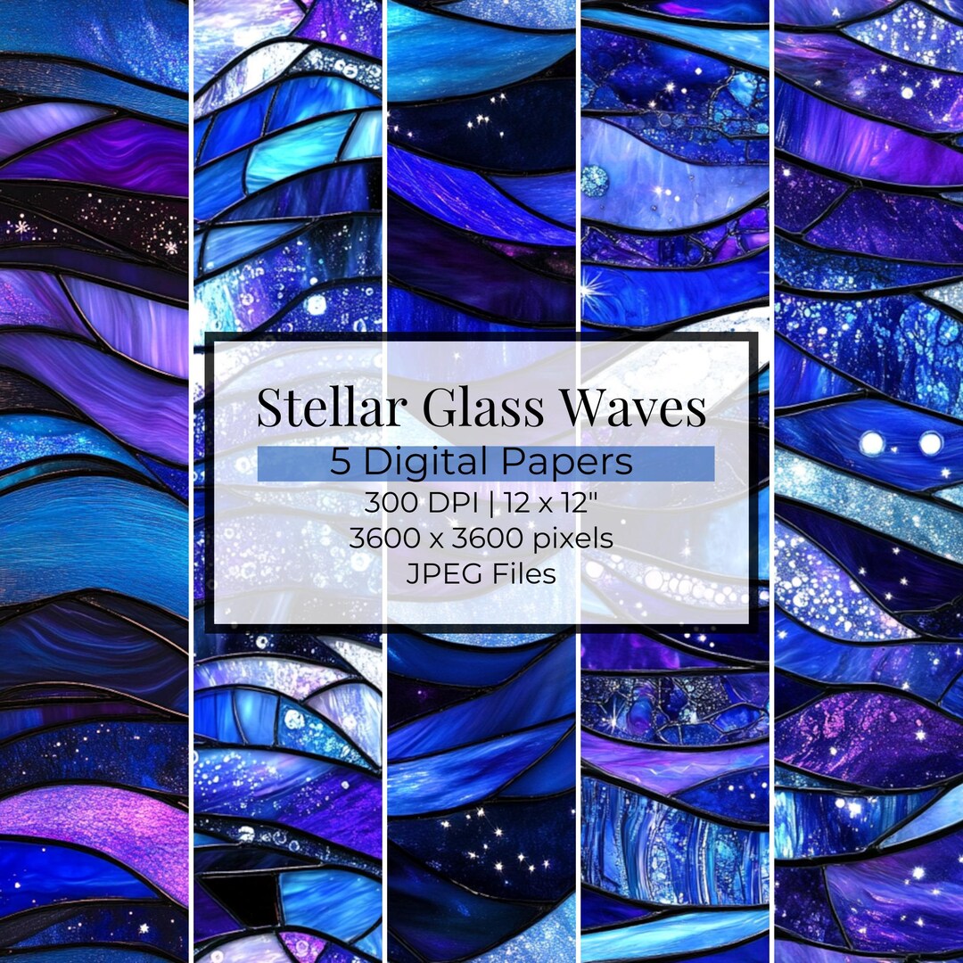 Ocean Wave Stained Glass Pattern | Digital File | Glasswork Pattern ...