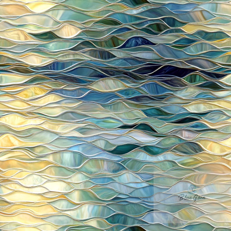 Ocean Wave Stained Glass Pattern | Digital File | Glasswork Pattern ...