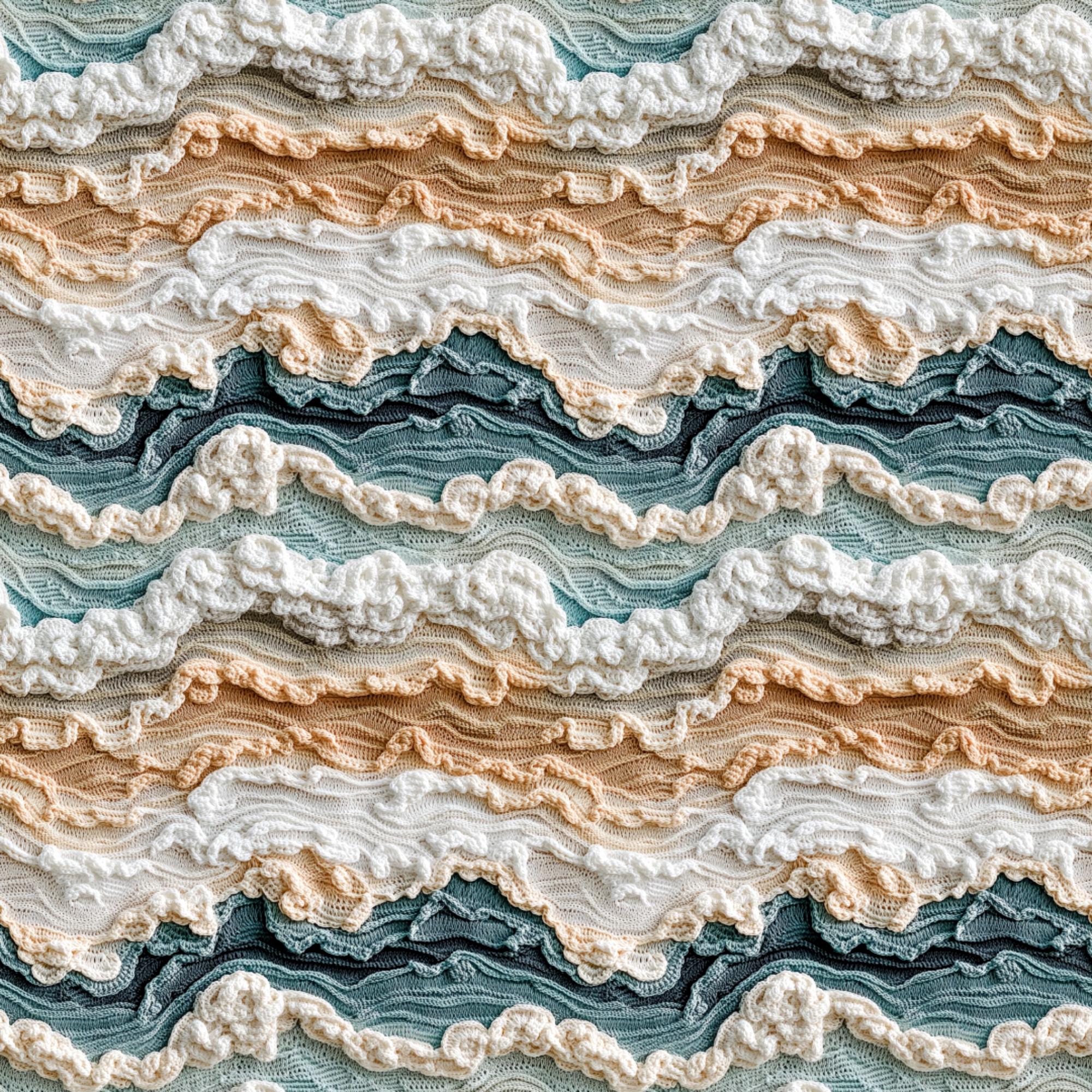 Ocean Waves Crochet Pattern: Crochet Pattern- Knit-look Ocean Waves ...