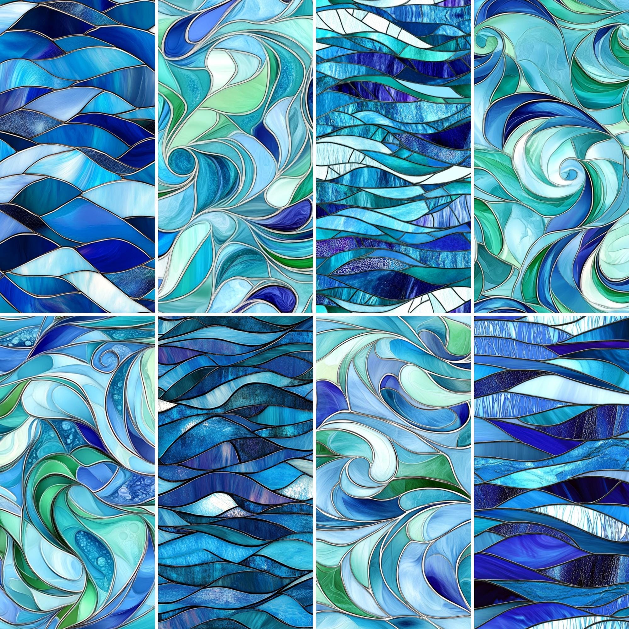Ocean Wave Stained Glass Pattern | Digital File | Glasswork Pattern ...
