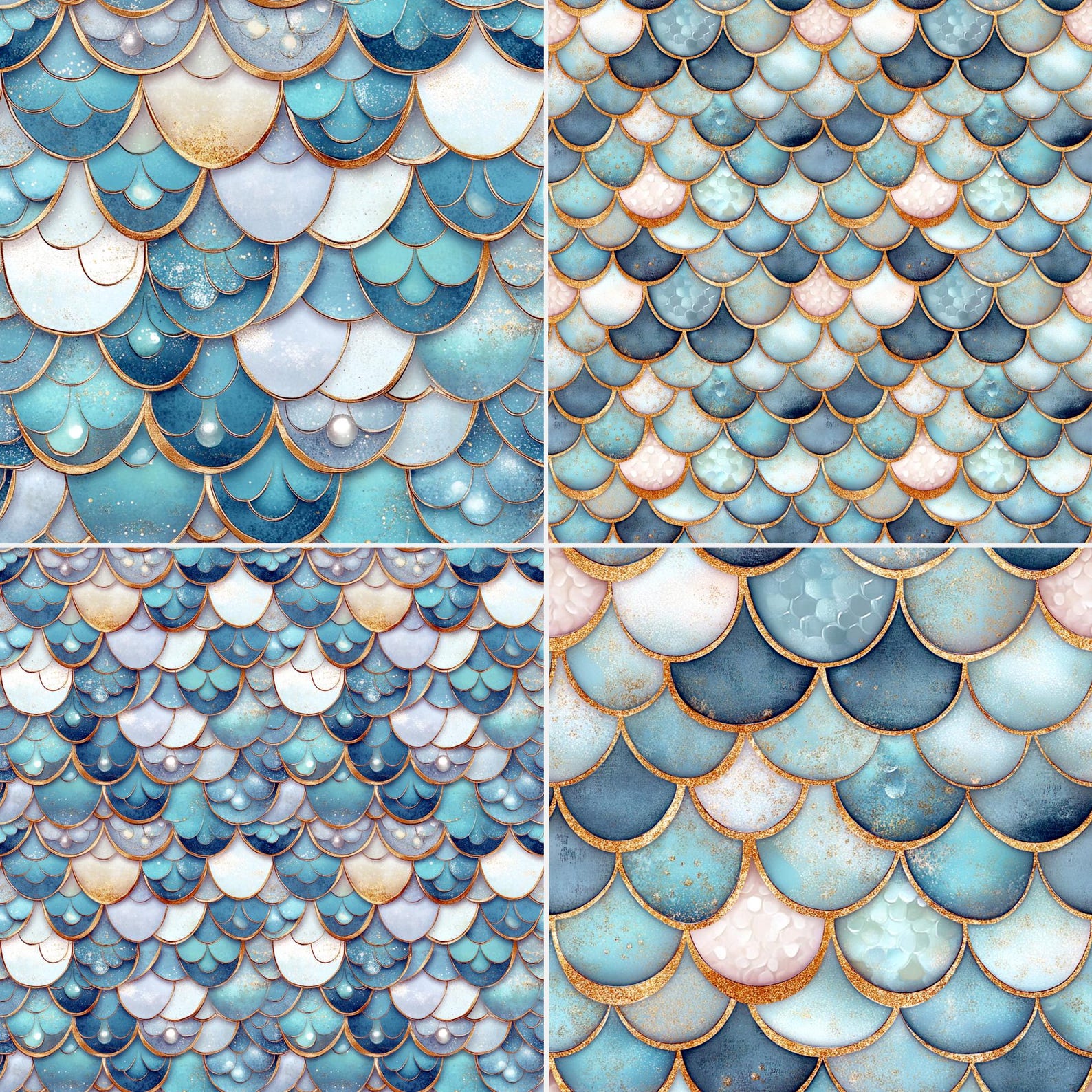 Mermaid Scale Digital Paper: 16 Scrapbook Papers | Instant Download ...