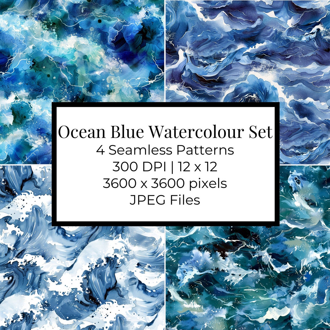 Ocean Waves: Digital Paper Pack Ocean Seamless Pattern Digital Download ...