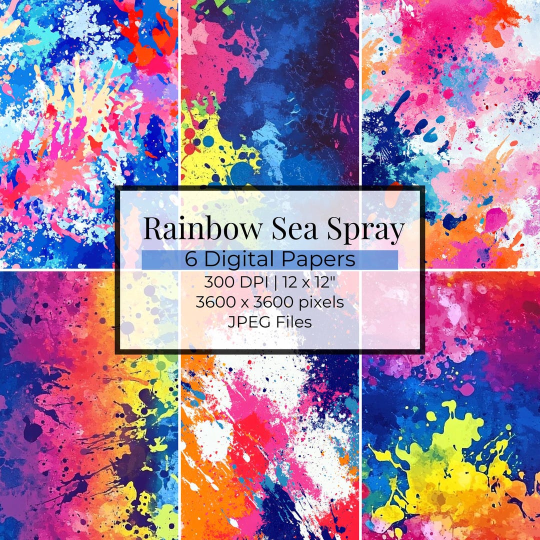 Paint Splatter Seamless Patterns: 6 Vibrant Digital Paper for Crafts ...