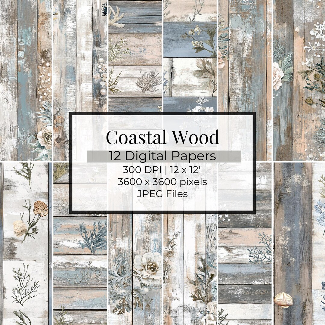 Nautical Beach Digital Paper Pack: Coastal Scrapbook Patterns (digital ...