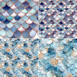 Mermaid Scale Digital Paper: 16 Scrapbook Papers | Instant Download ...