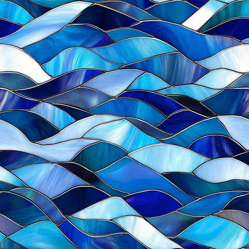 Ocean Wave Stained Glass Pattern | Digital File | Glasswork Pattern ...