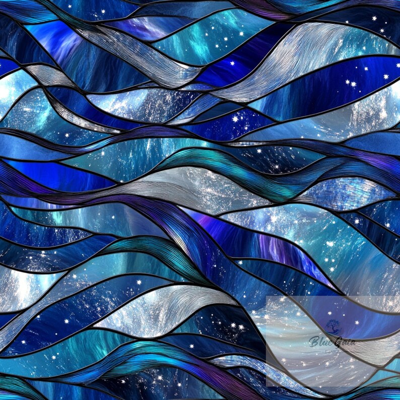 Ocean Wave Stained Glass Pattern | Digital File | Glasswork Pattern ...