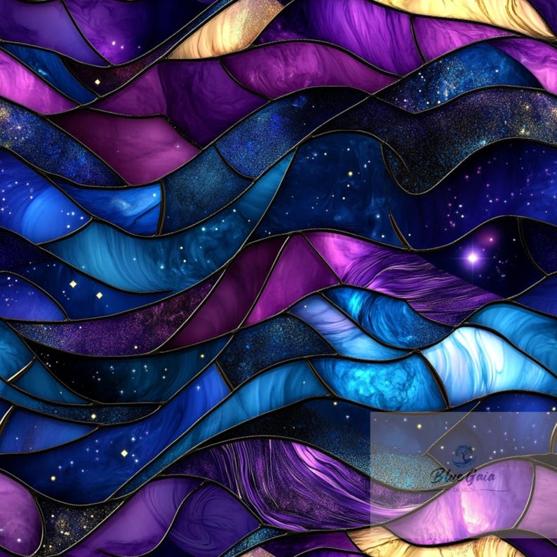 Ocean Wave Stained Glass Pattern | Digital File | Glasswork Pattern ...