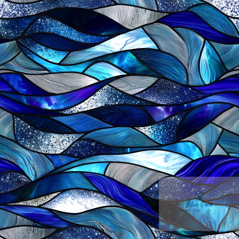 Ocean Wave Stained Glass Pattern | Digital File | Glasswork Pattern ...