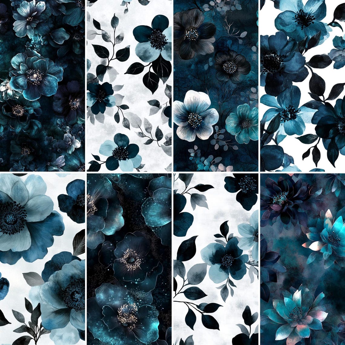 Dark Moody Floral Seamless Pattern Digital Papers | Moody Floral ...