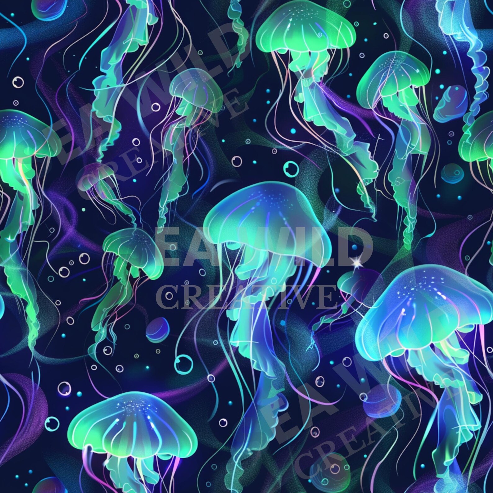 Jellyfish Seamless Pattern: Summer Sea Digital Paper (commercial Use ...