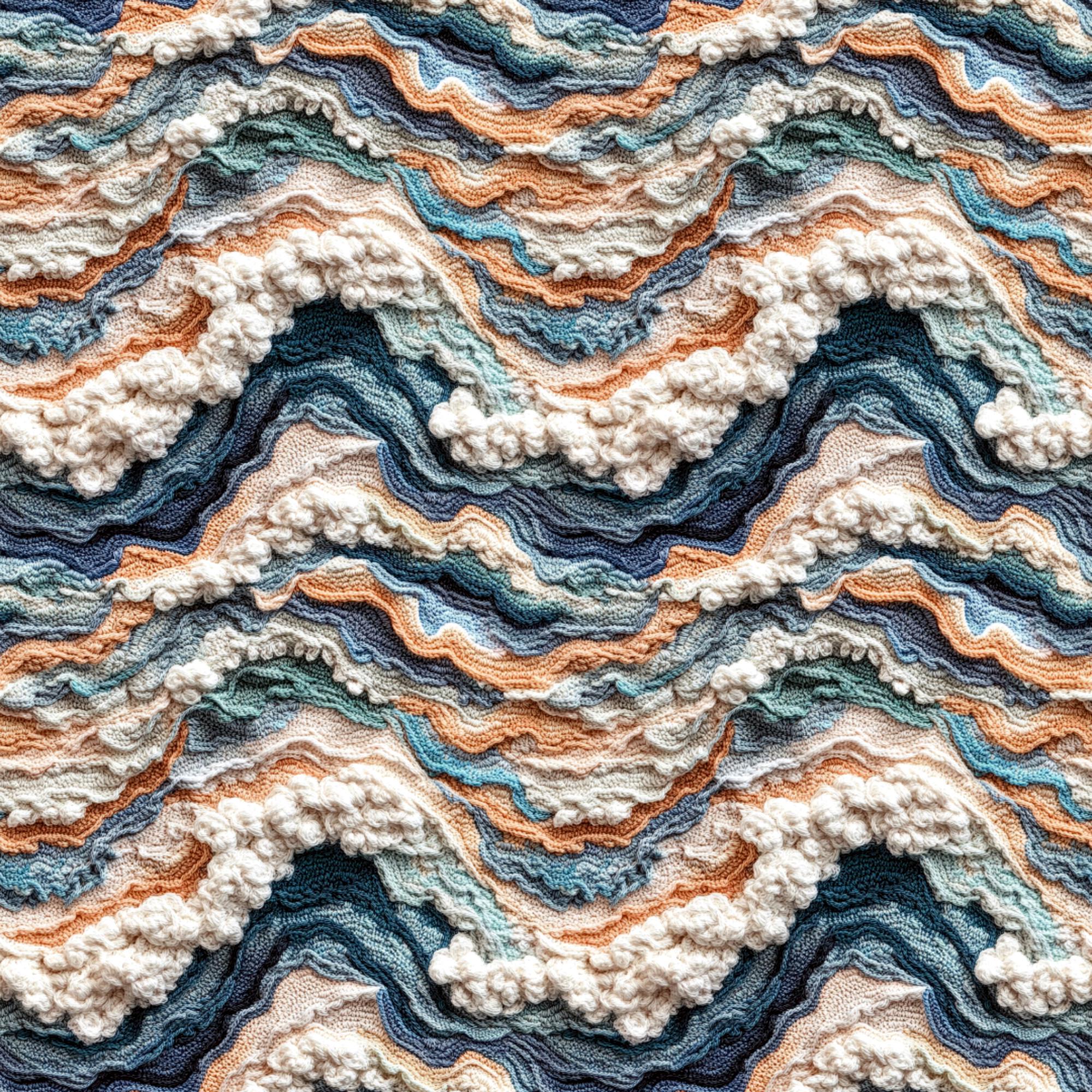 Ocean Waves Crochet Pattern: Crochet Pattern- Knit-look Ocean Waves ...