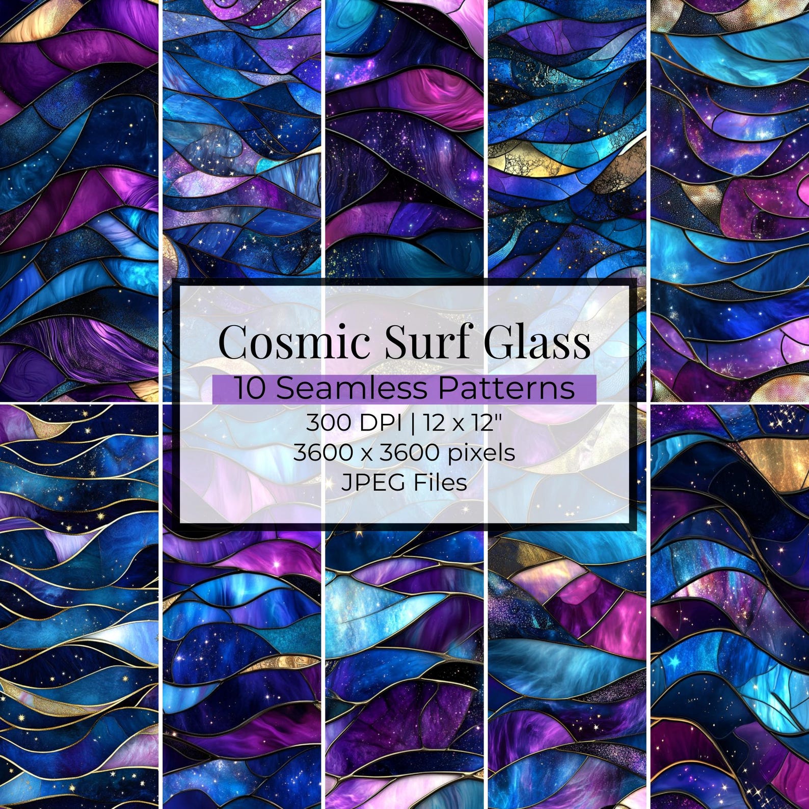 Ocean Wave Stained Glass Pattern | Digital File | Glasswork Pattern ...