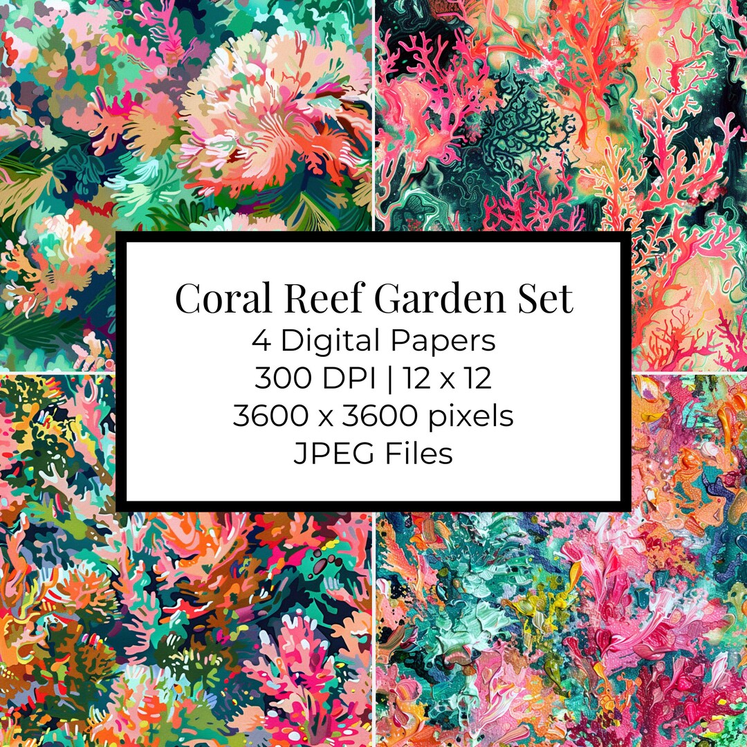 Coral Digital Paper: Seamless Sea Coral Print Instant Download Coral ...