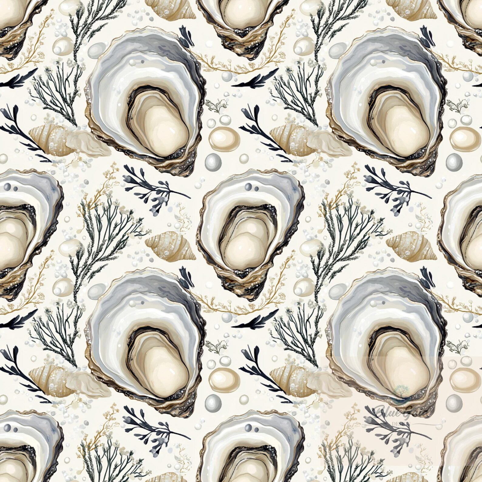 Oysters Seamless Pattern Digital Paper | Printable Crafting Design ...