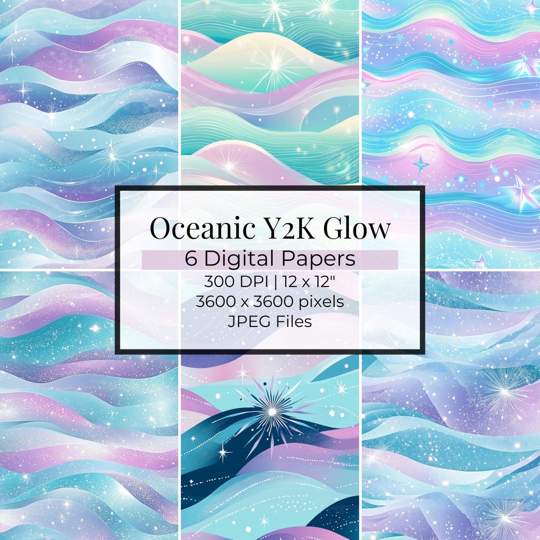 Retro Y2K Digital Papers: 6 Y2K Digital Papers | Seamless Groovy ...