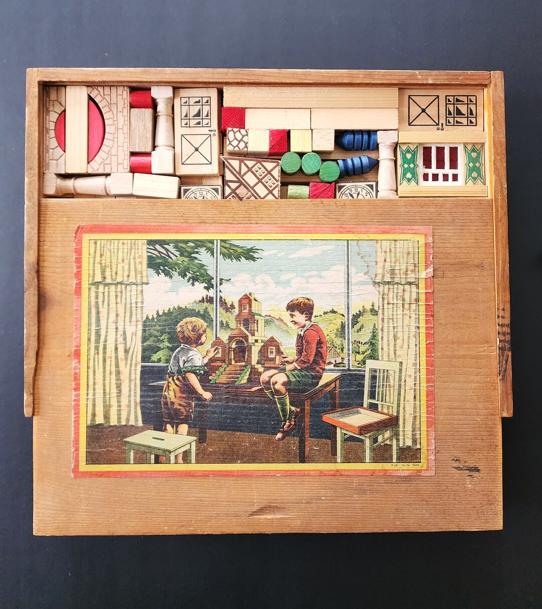 Large Wooden Building Set. Antique Wooden Toy for Children. - Etsy