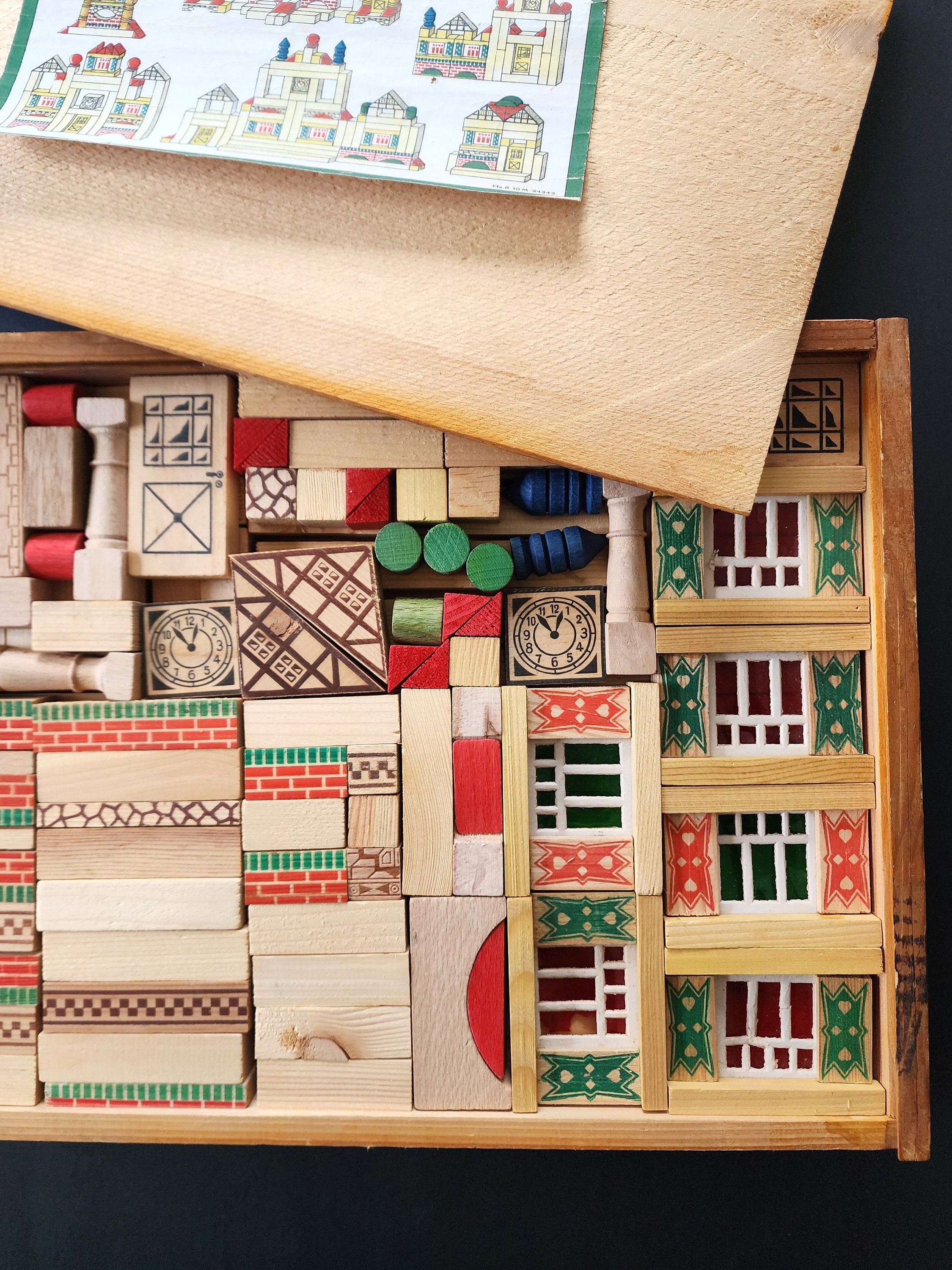 Large Wooden Building Set. Antique Wooden Toy for Children. - Etsy