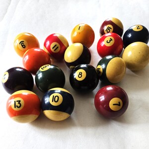 Vintage Pool Balls Set of 15 Balls & White Billard Ball - Etsy