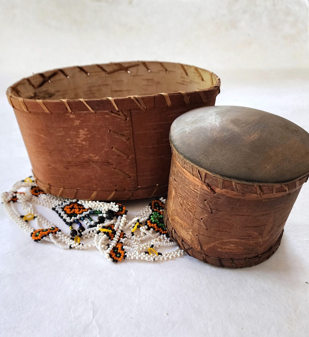 Rustic Native Baskets. Vintage Birch Bark Baskets. First Nations Art - Etsy