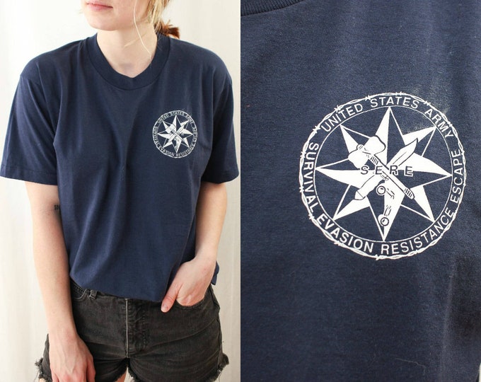 80s 90s US Army SERE Graphic Tee Size L Vintage Screen Stars - Etsy