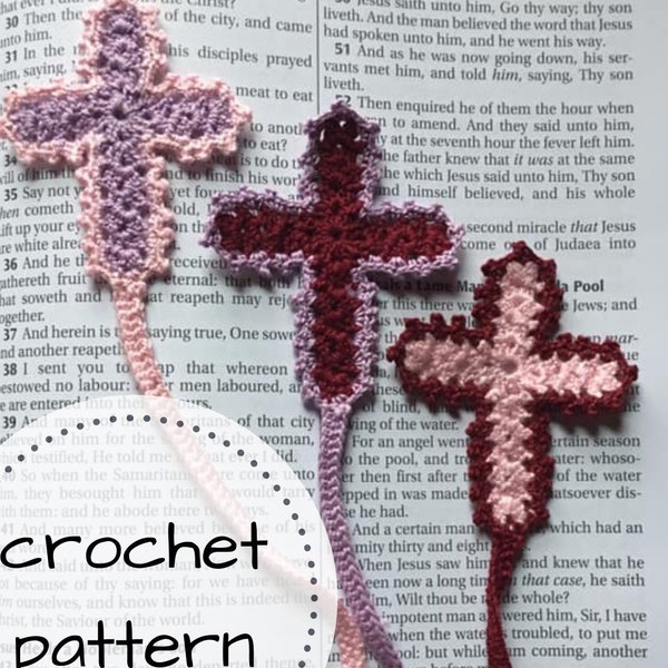 Crochet Solid Cross Bookmark Pattern, Cross Bookmark, Crochet Cross ...