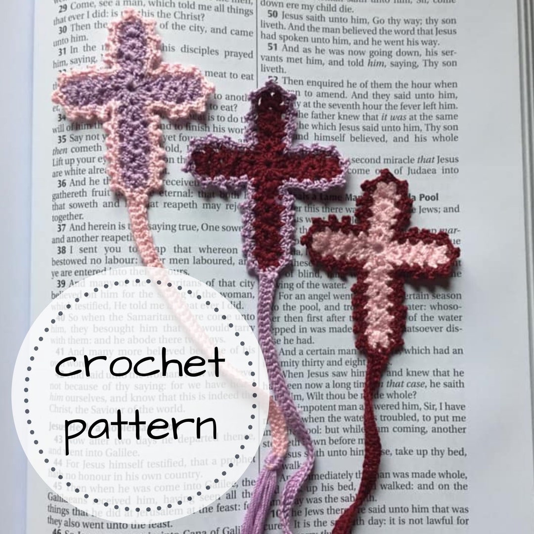 Crochet Cross Bookmark Pattern, Crochet Bookmark, Cross Bookmark ...