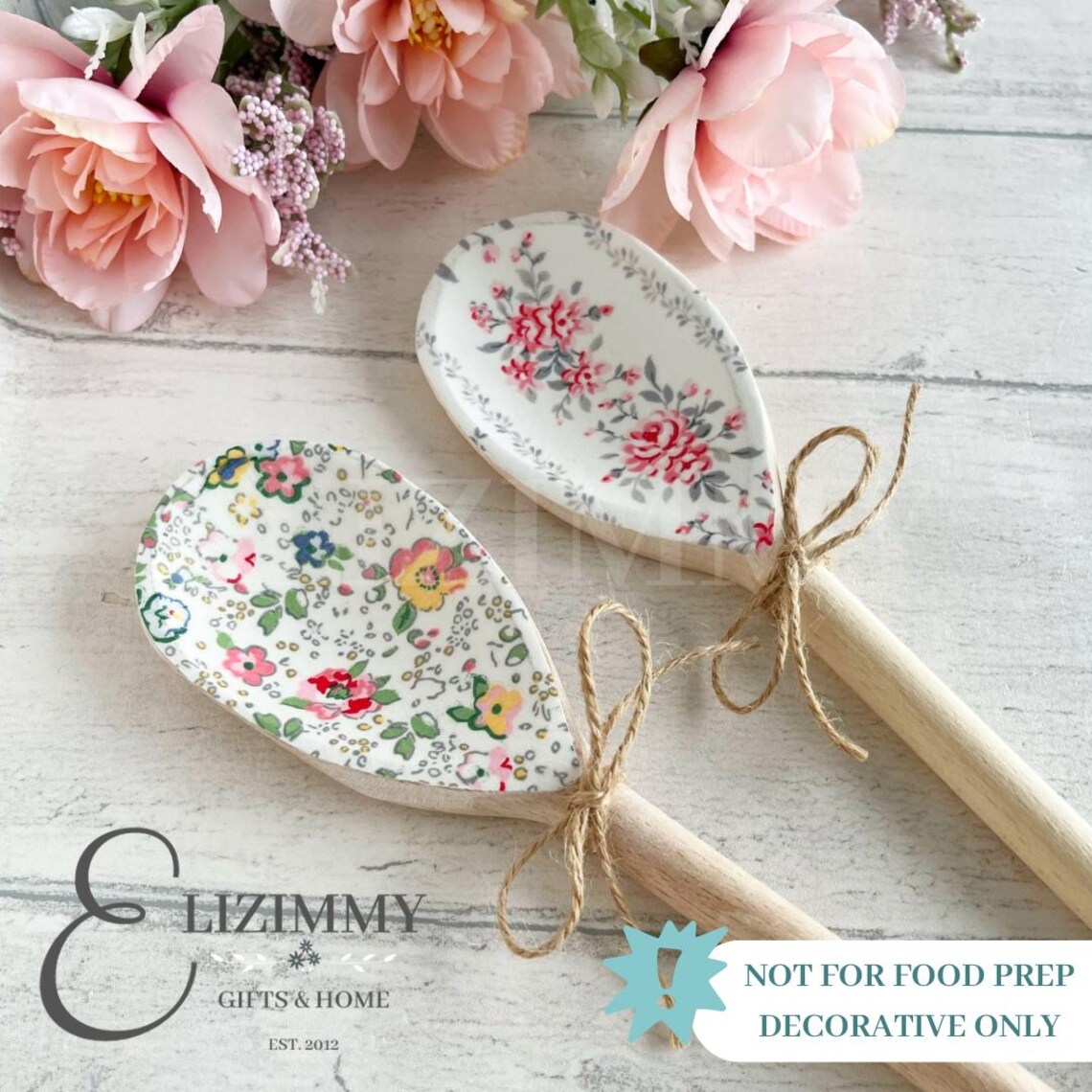 Pretty Floral Decorative Wooden Spoons Greengate Decoupaged Designs ...