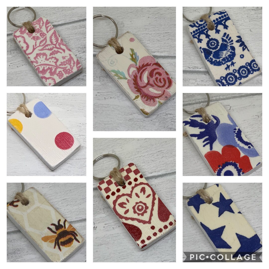 Wooden Key Fob Emma Bridgewater Inspired Decoupaged Key - Etsy UK