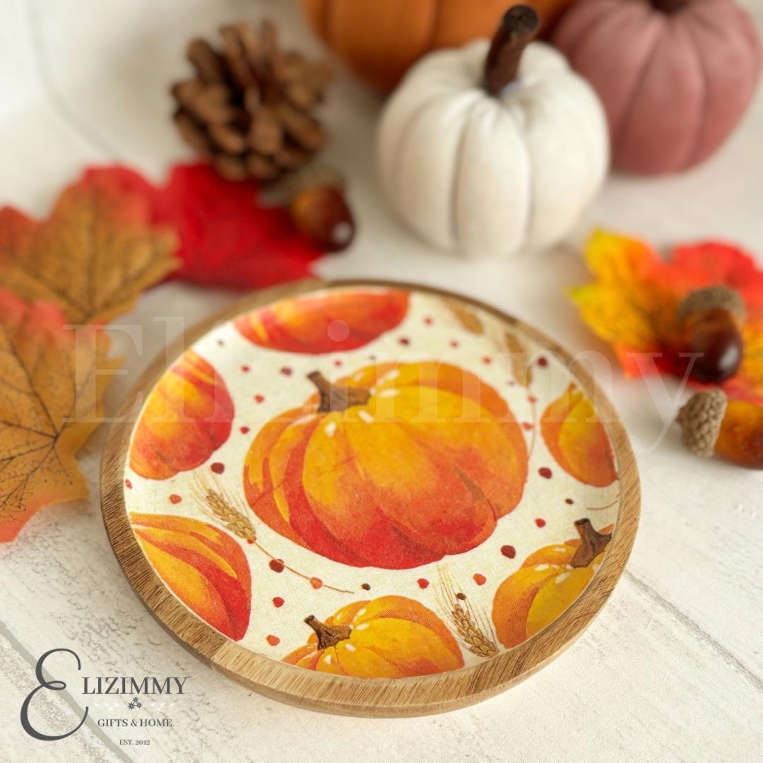 Autumn Halloween Pumpkin Wooden Trinket Jewellery Dish Decoupaged in ...