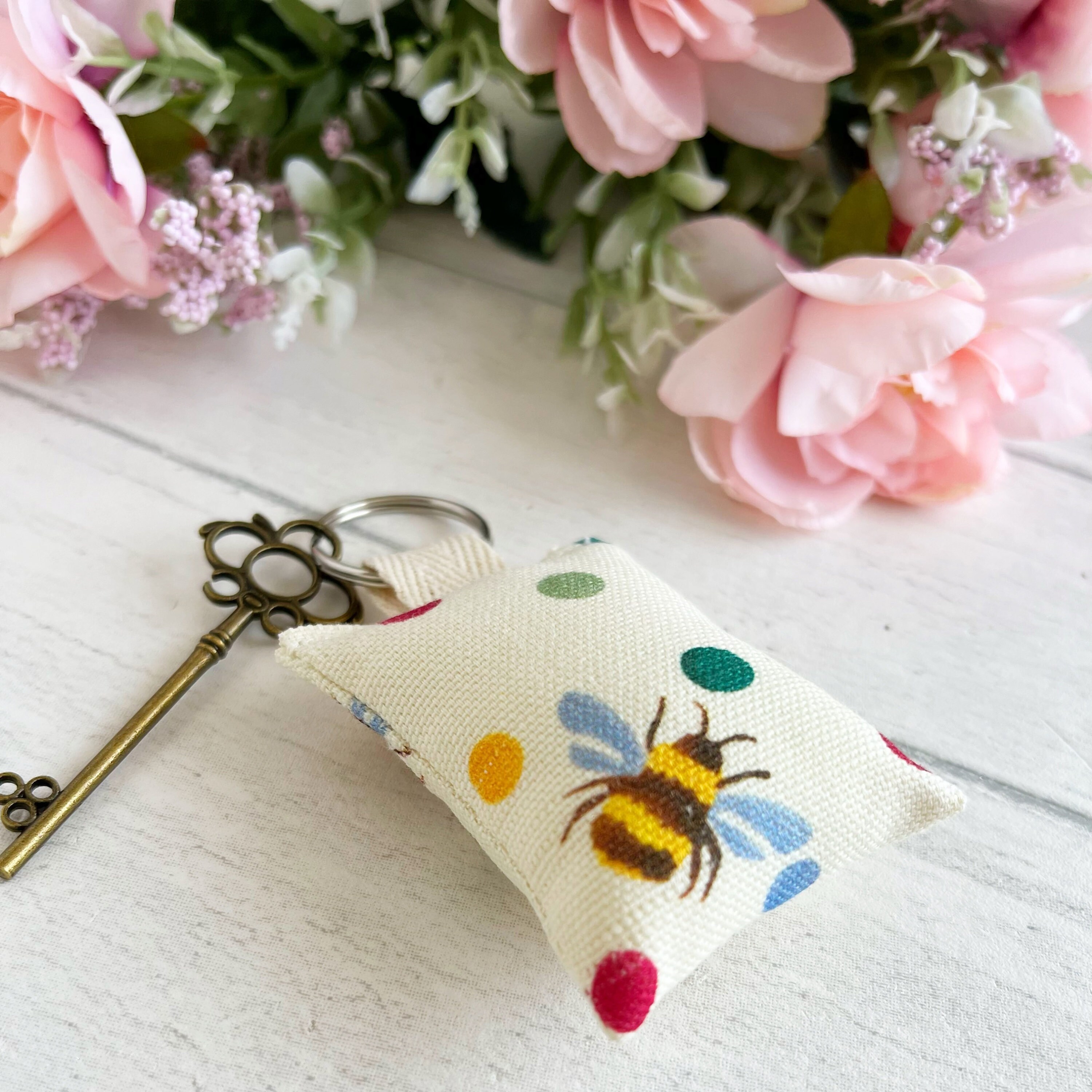 Bees and Polka Dots Handmade Fabric Key Rings | Emma Bridgewater Fabric ...