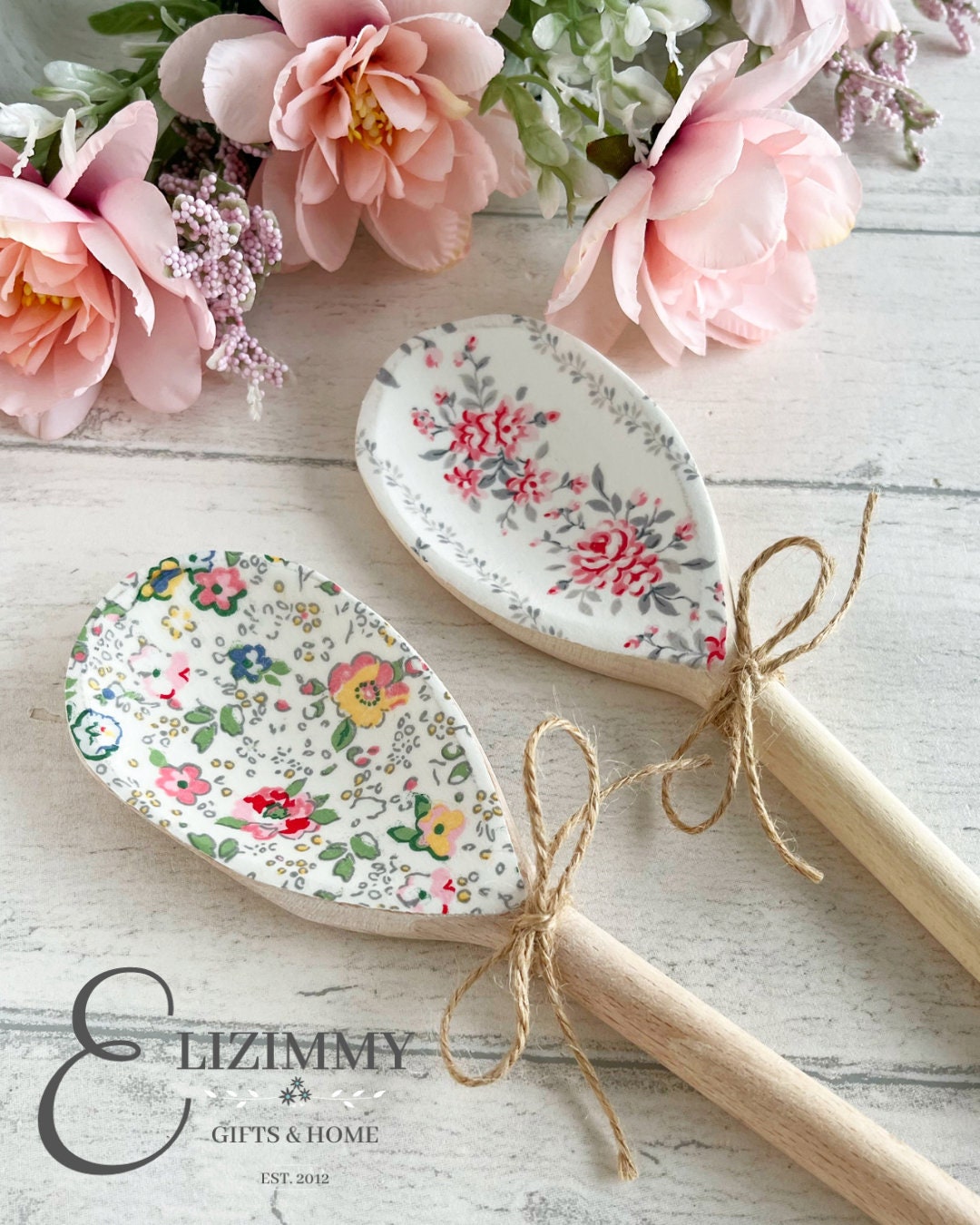 Pretty Floral Decorative Wooden Spoons Greengate Decoupaged Designs ...