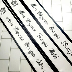 Custom Embroidered Pageant Sash With Caroline Font - Etsy