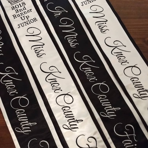 Custom Embroidered Pageant Sash With Cursive Font - Etsy