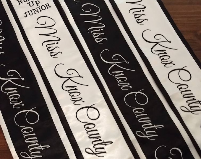 Custom Embroidered Pageant Sash With Cursive Font - Etsy