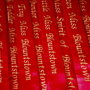 Custom Embroidered Sash/ Monotype Corsiva Font - Etsy