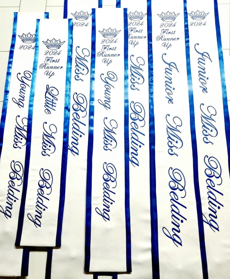 Custom Embroidered Pageant Sash With Edwardian Font - Etsy